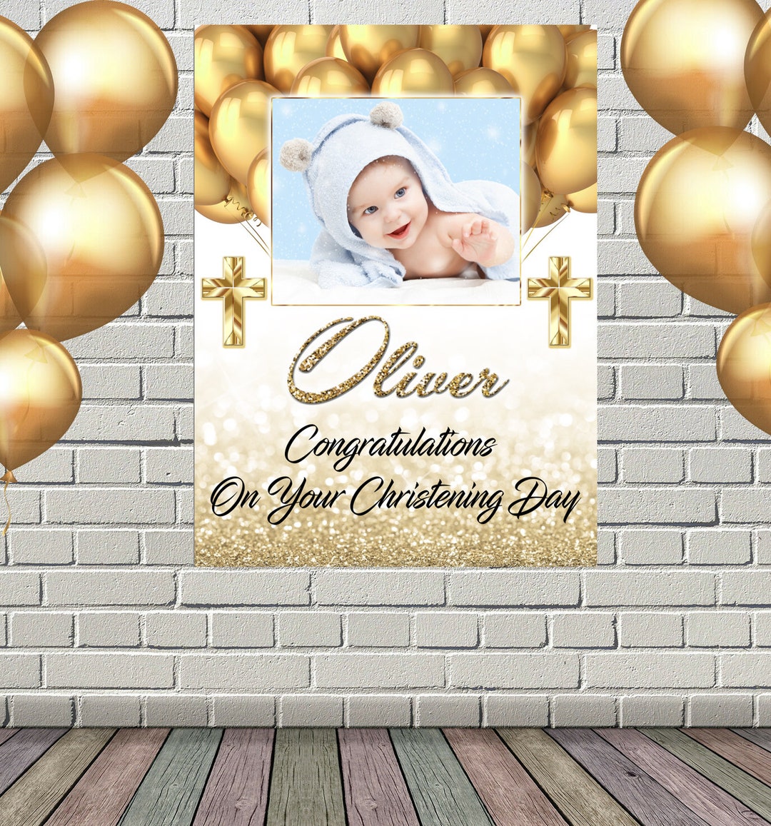 Christening Baptism Theme Gold Effect Celebration Event Party ...