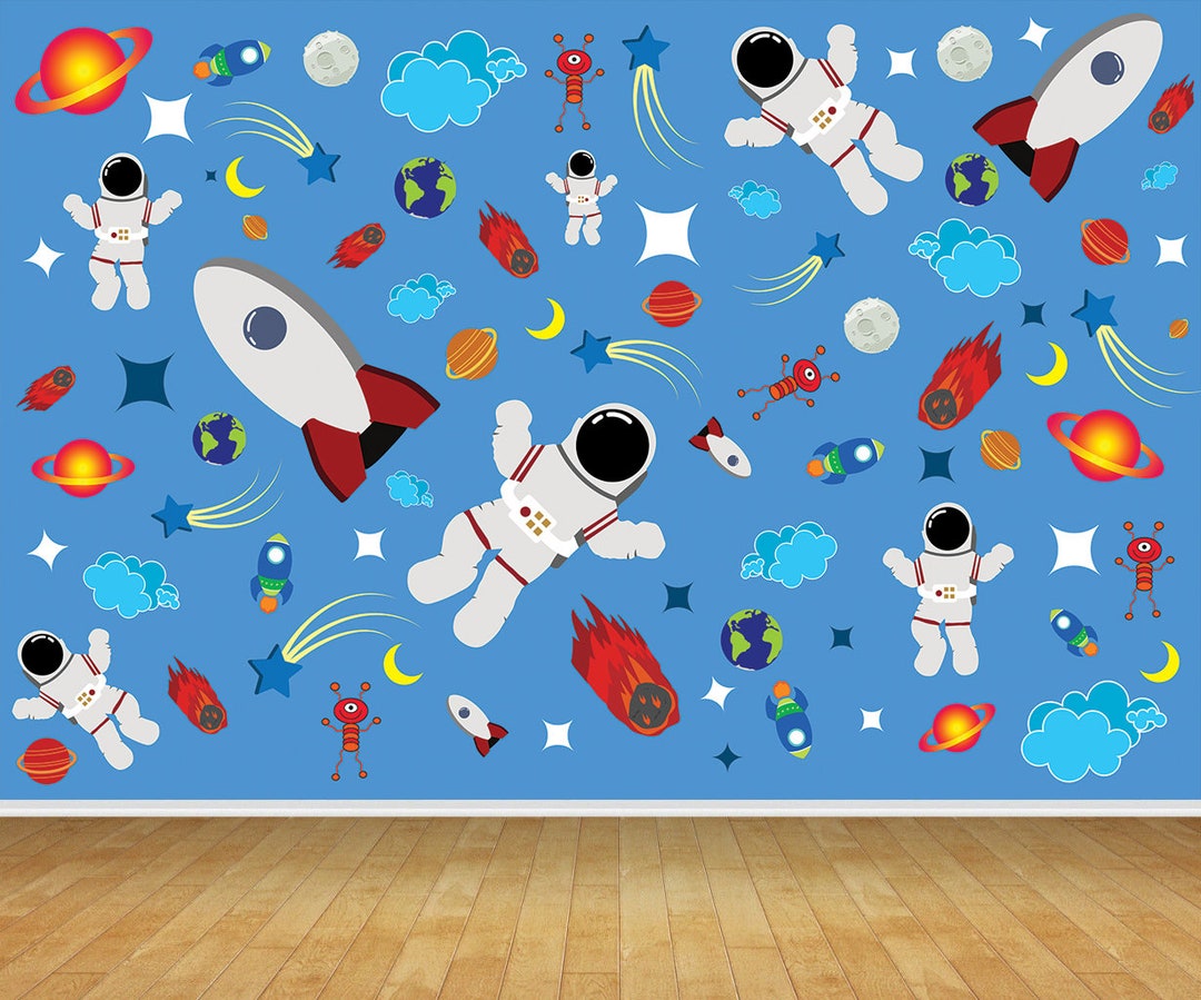 Buy Kids Spaceman Astronaut Stars Rocket Alien Planets Wallpaper Mural ...