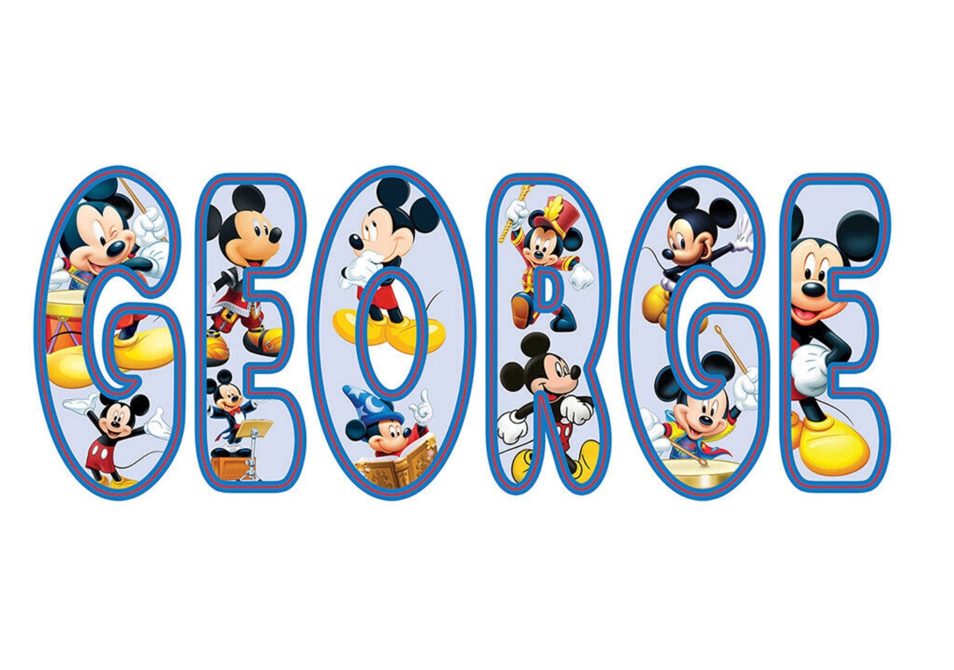 Mickey Mouse Bespoke Name Letters With Characters Within Print | Etsy
