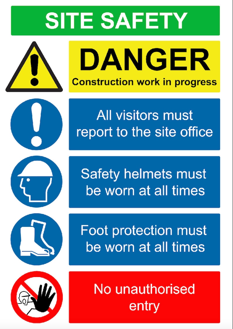 Building Construction Site Health & Safety Sign Notice Procedures ...