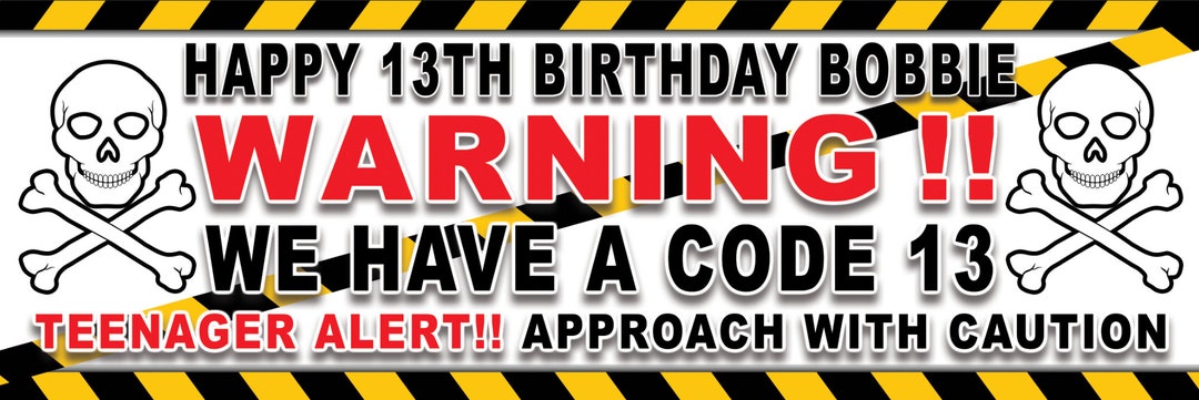 Personalised Bespoke Teenager Themed Warning Party Event Poster Graphic ...