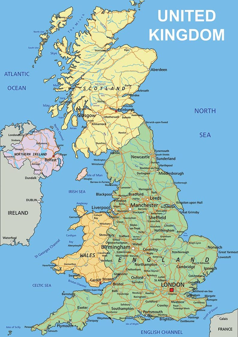Map UK United Kingdom and Northern Ireland Geography Learning ...