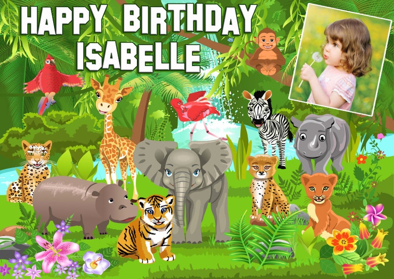 Jungle Animals Zoo Themed Birthday Celebration Event Party Personalised ...