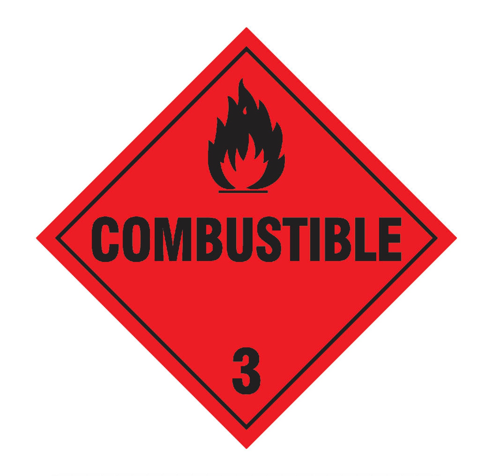 Combustible 3 Red Health Safety Warning Adhesive Gloss Sticker Decal ...