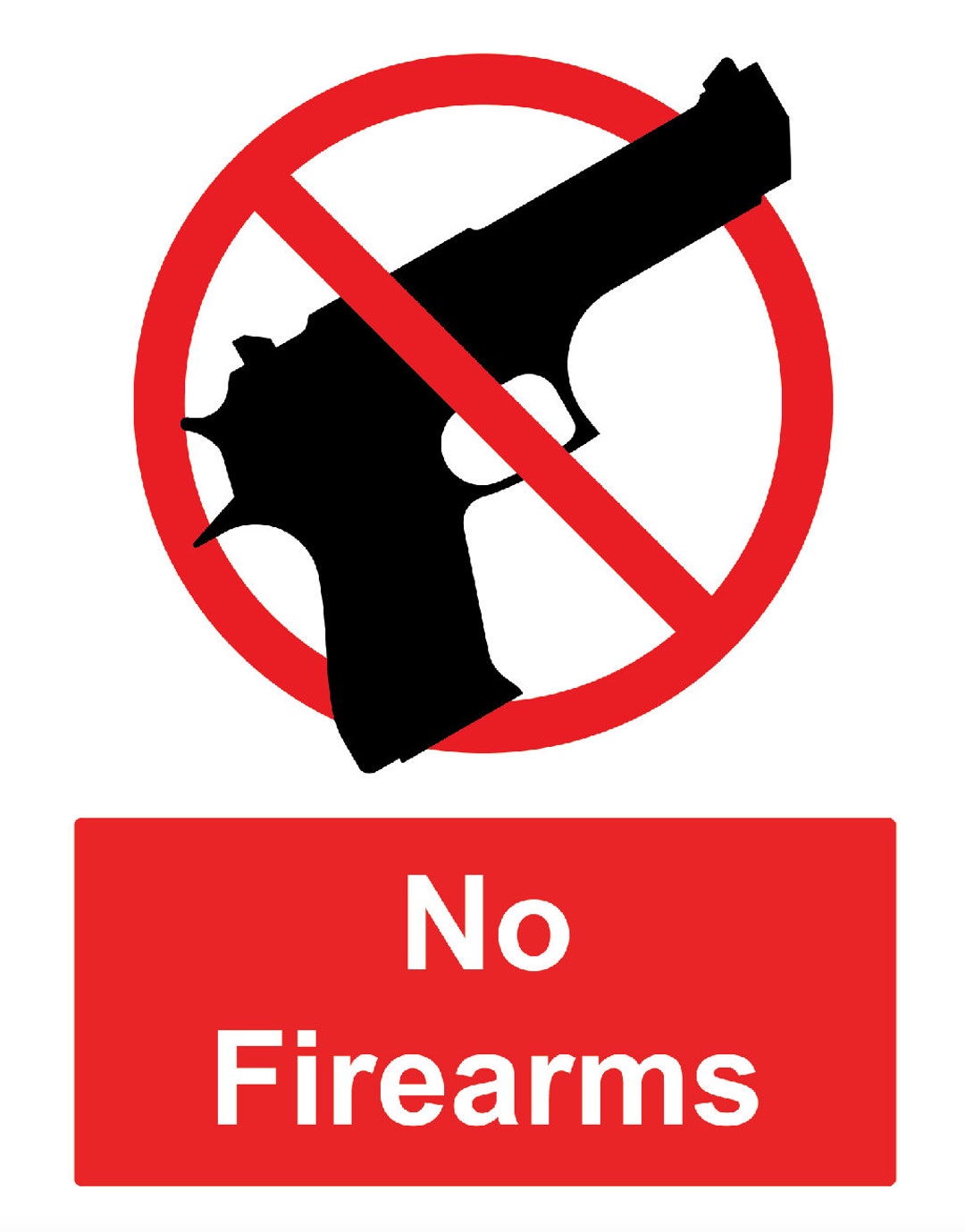 RED GLOSS Adhesive Sticker Decal Poster No Firearms Guns Business ...