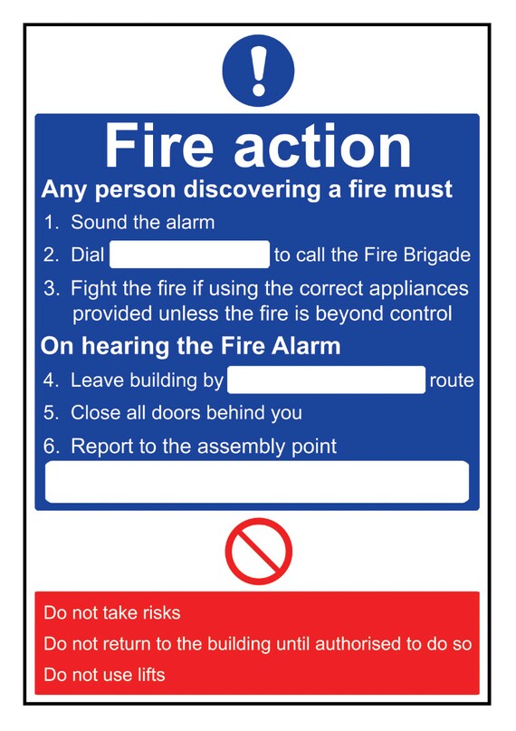 GLOSS External Grade Adhesive Sticker Fire Safety Procedures - Etsy