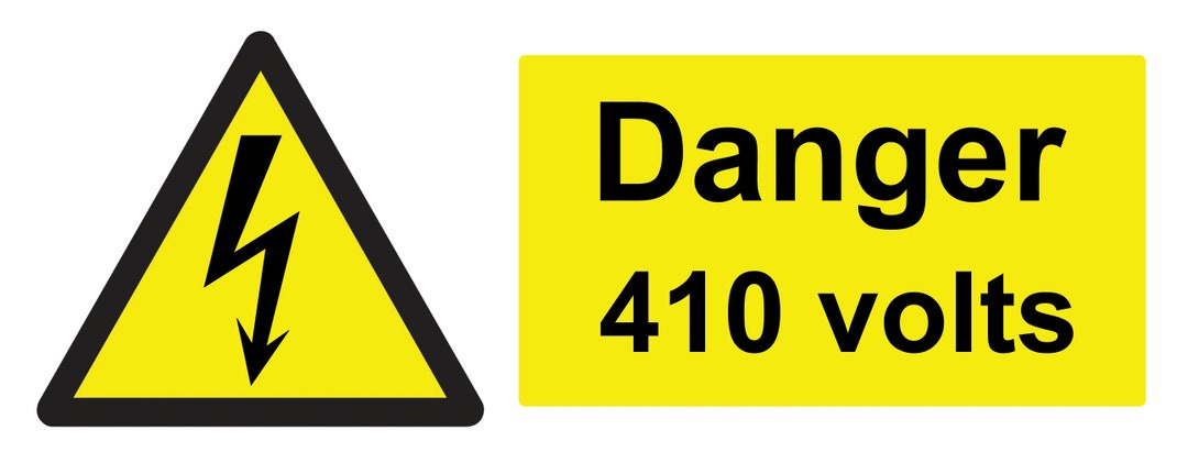 Electric Caution Warning Notice Sign Danger 410 Volts Yellow Window ...