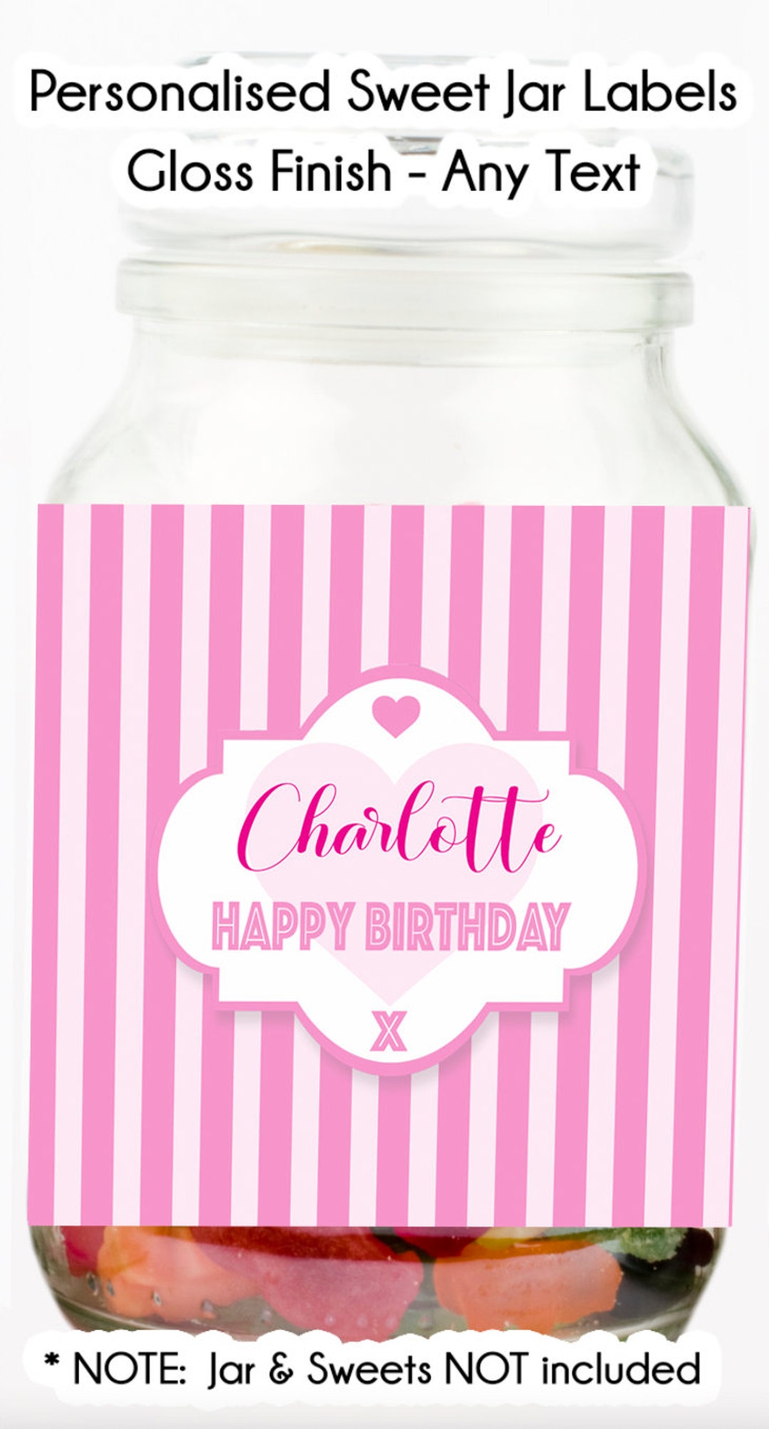 Bespoke Text Wording Personalised Gift Adhesive Gloss Label Sticker ...