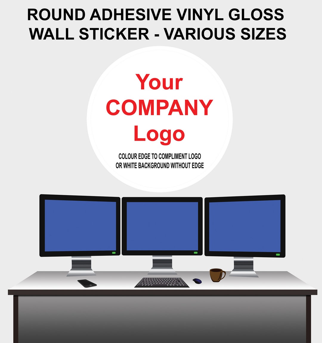 Large Company Logo Round Gloss Wall Sticker Decal Adhesive Decal ...