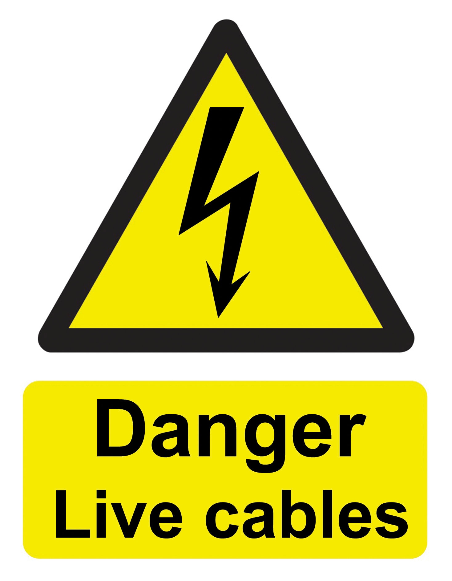 Danger Live Cables Electricity Yellow Health and Safety Warning Notice ...