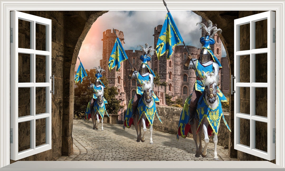 Medieval Knights Castle Magic Window Wall Art Self Adhesive Wall ...