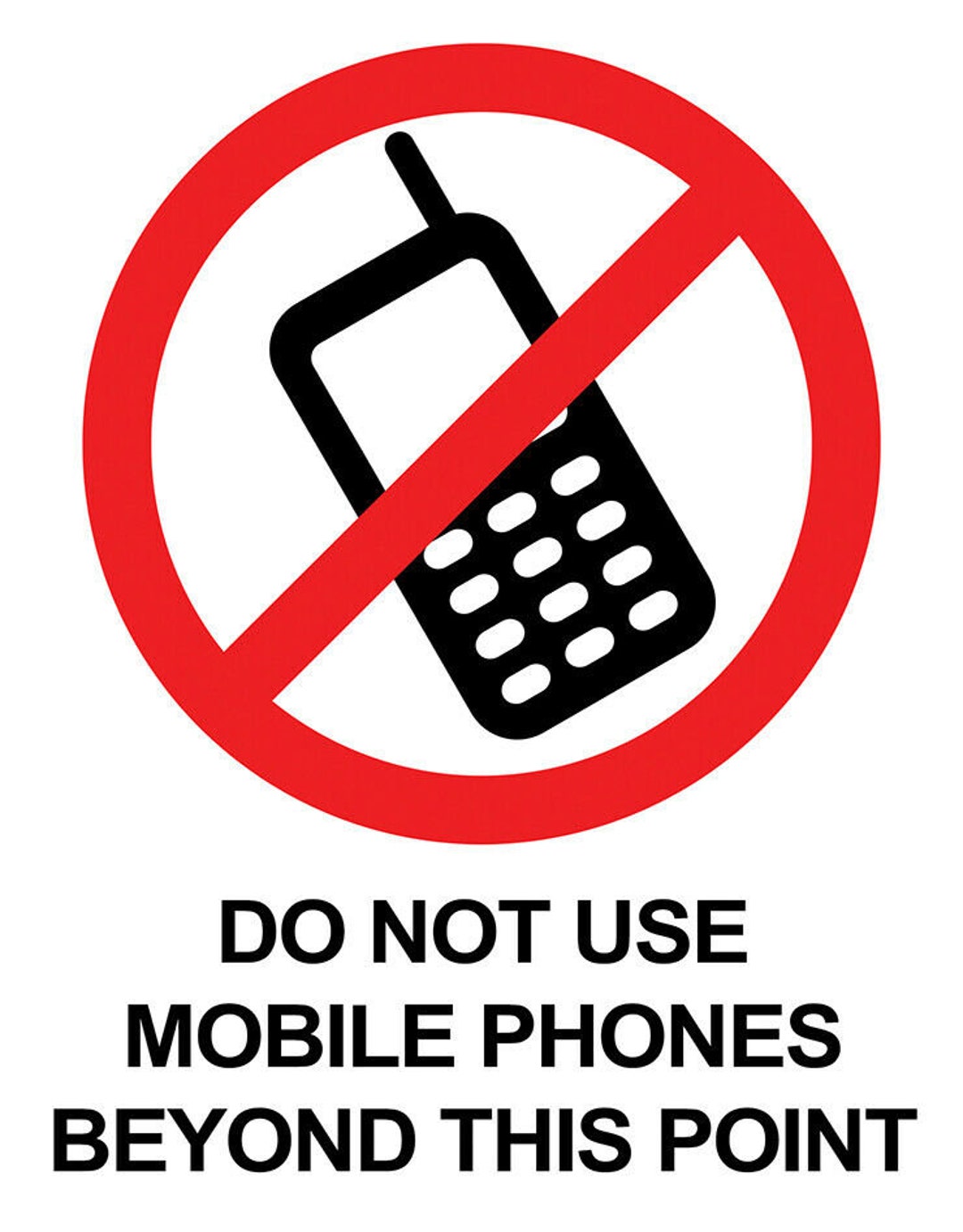 No Mobile Phones Beyond This Point Business Retail Shop Salon Notice ...