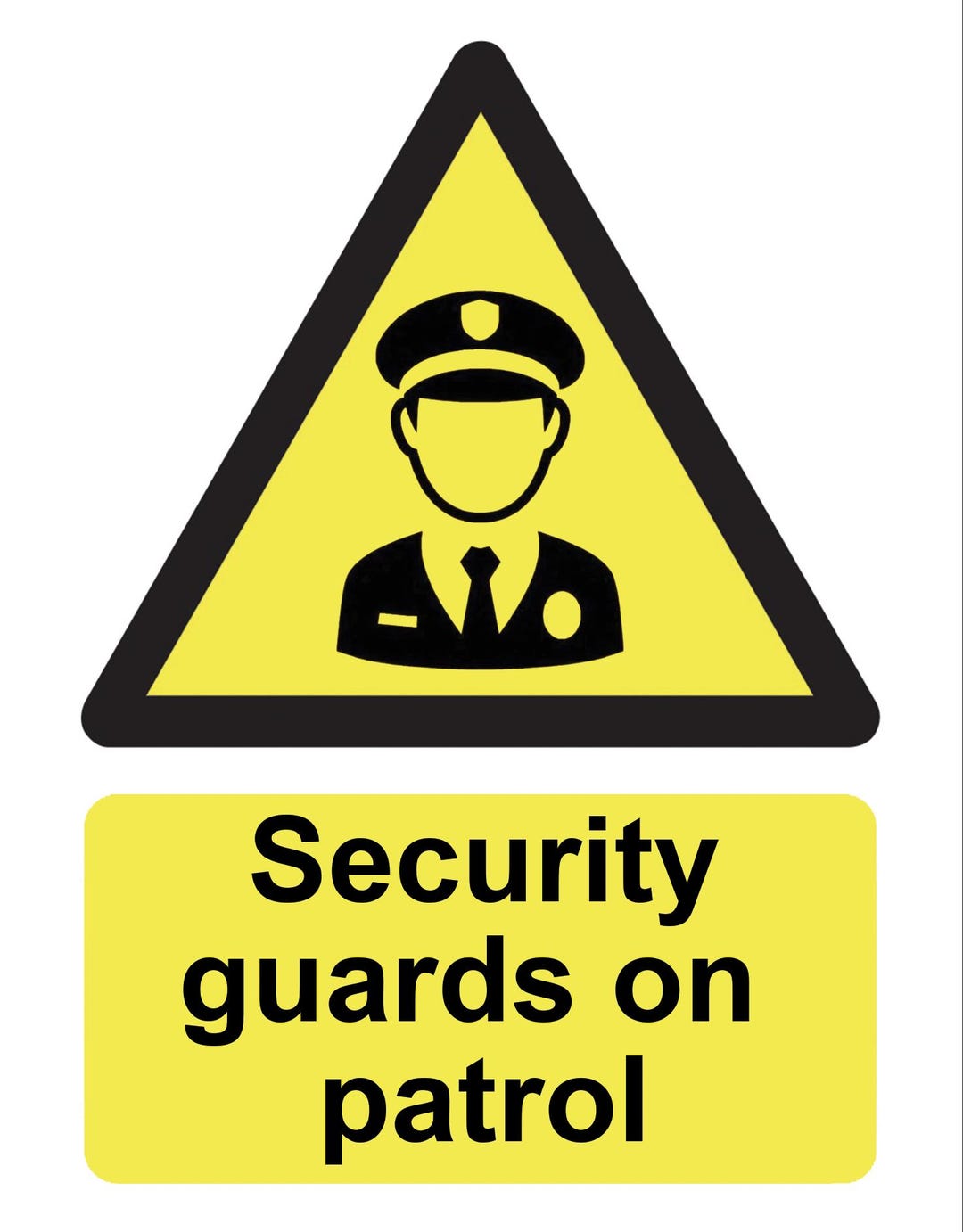 Security Guards on Patrol Business Shop Retailyellow Warning Notice ...