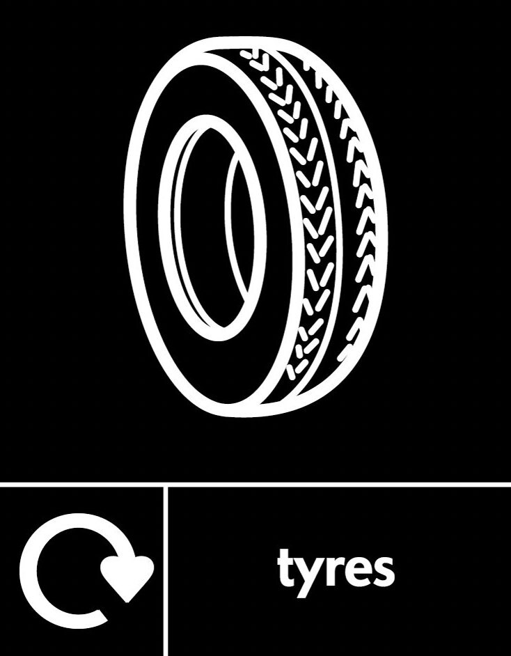 Black Tyres Tyre Recycling Recycle Business Office Home Notice Sign ...