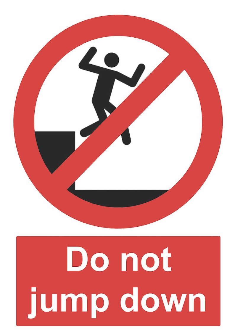 Do Not Jump Down Red Warning Notice Sign Business Swimming Pool Self Adhesive Gloss Sticker ...