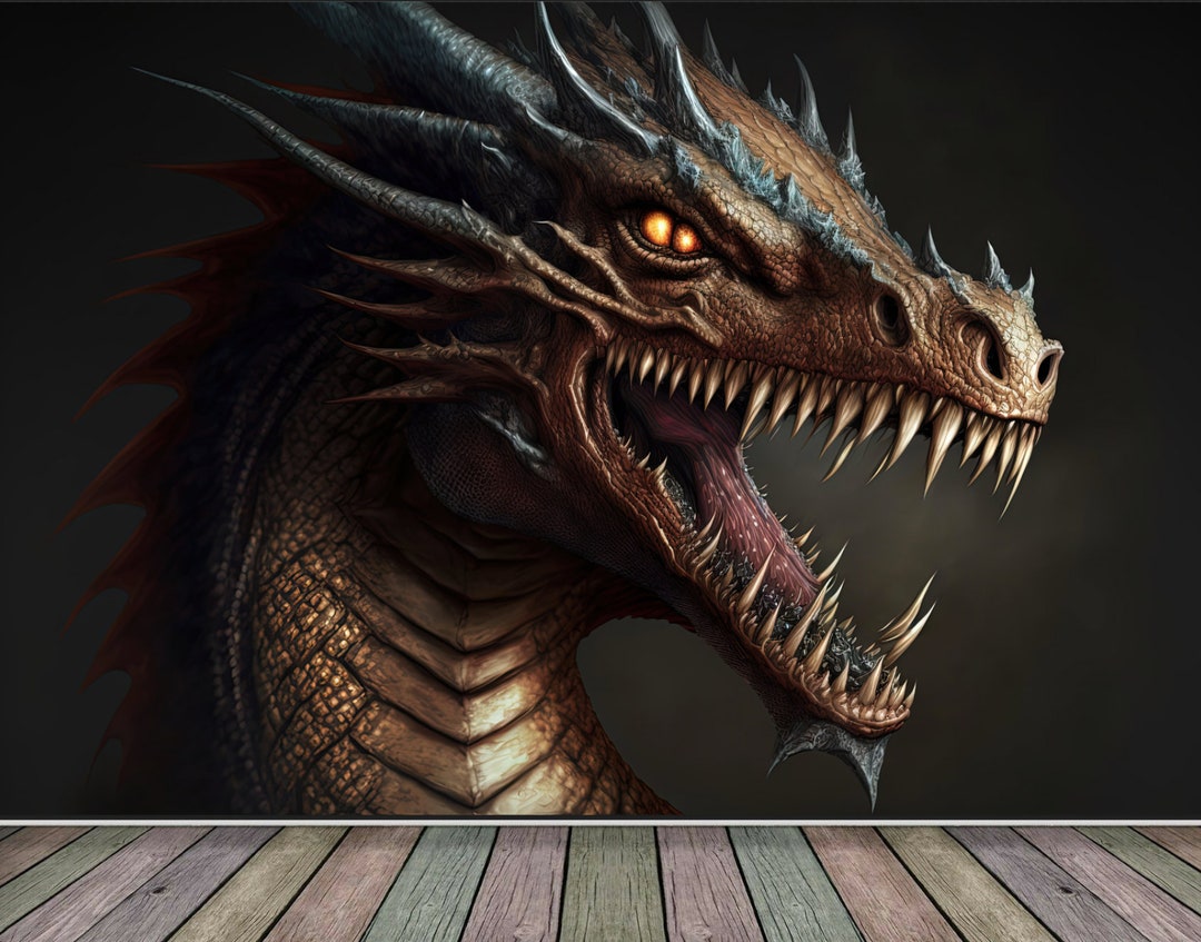 Dragon Large Wallpaper Mural Bedroom Playroom Games Room Kids Adult ...