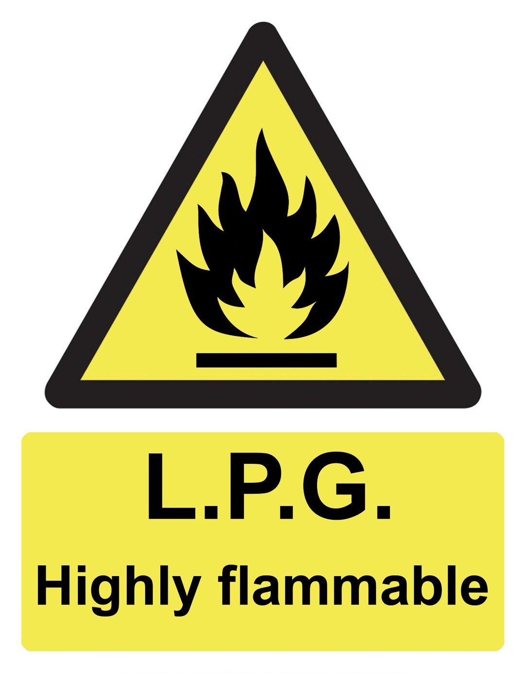LPG L.P.G. Highly Flammable Yellow Warning Health & Safety Warning ...