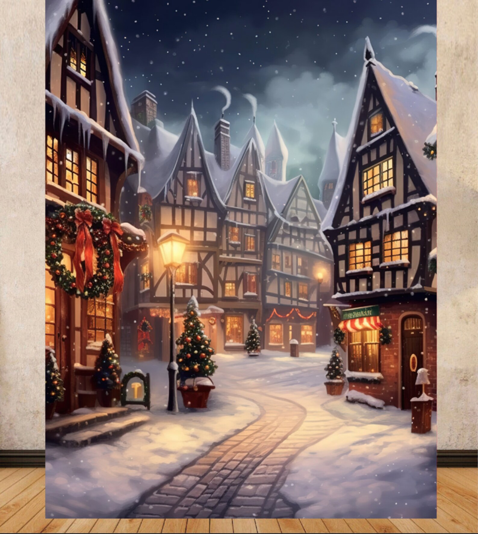 Santa Grotto Christmas Street Victorian Old Vintage Theme LARGE Party ...