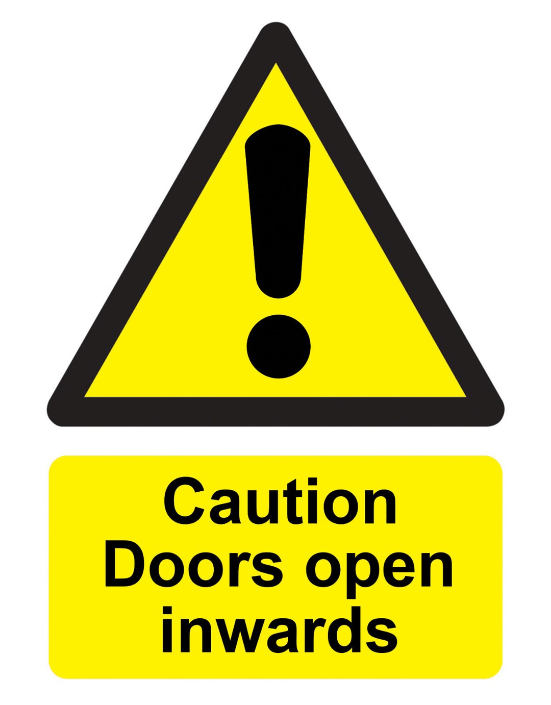 Danger Doors Opens Inwards Inward Automatic Door Yellow Warning Notice ...