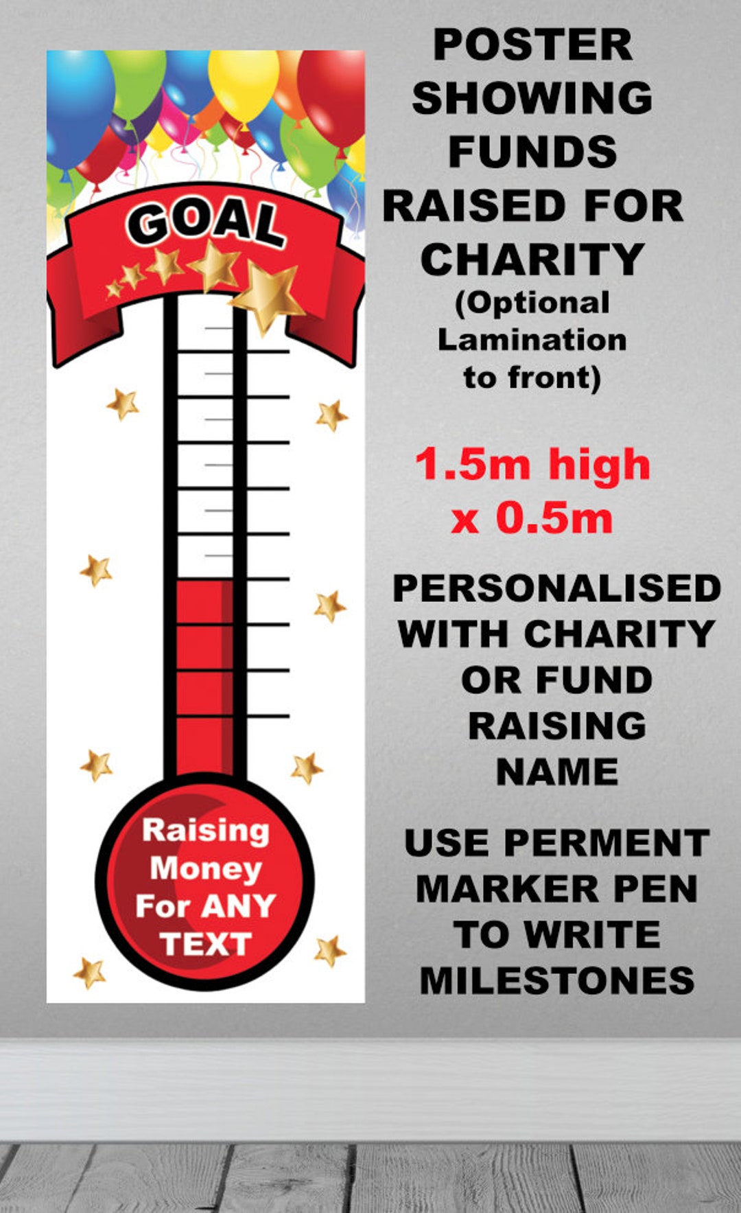 Personalised Bespoke Any Wording and Logo Wall Poster Charity ...