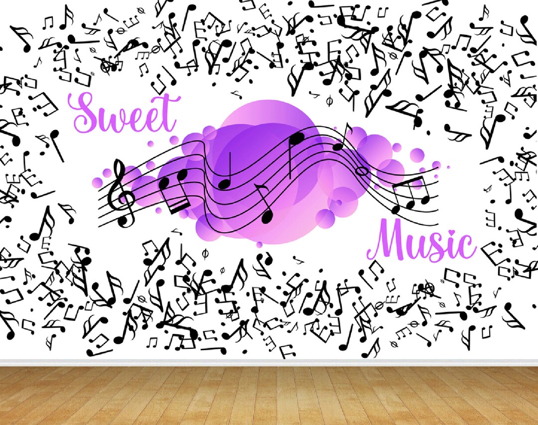 Modern Music Room Notes Wallpaper Mural for Bedroom Playroom Music Room ...