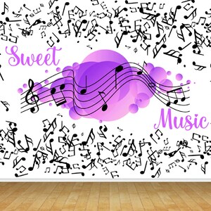 Modern Music Room Notes Wallpaper Mural for Bedroom Playroom Music Room ...