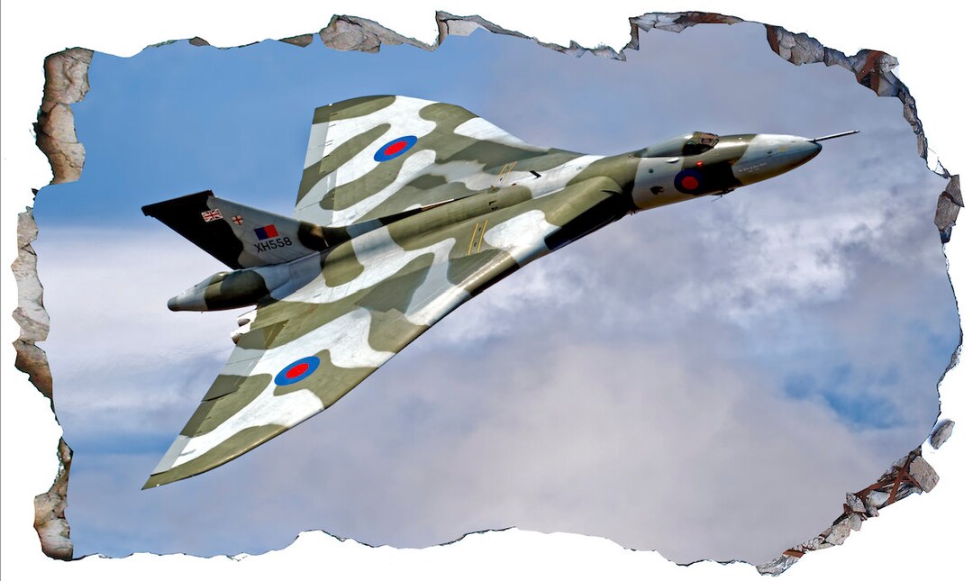 Vulcan Bomber Plane Fighter Jet Modern Wall Smash Crack Self Adhesive ...