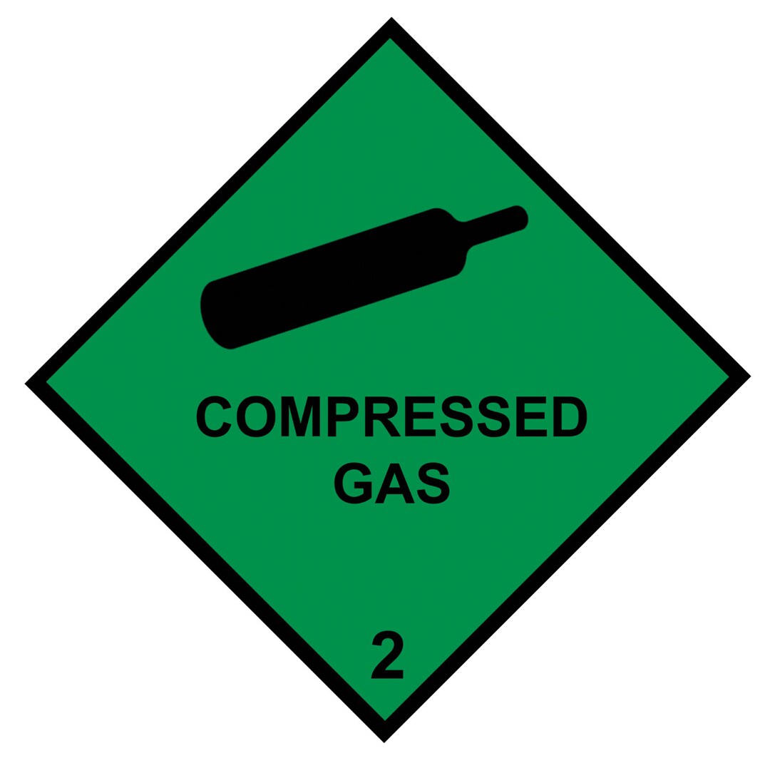 External Grade Green Compressed Gas 2 Health and Saety Warning Adhesive ...