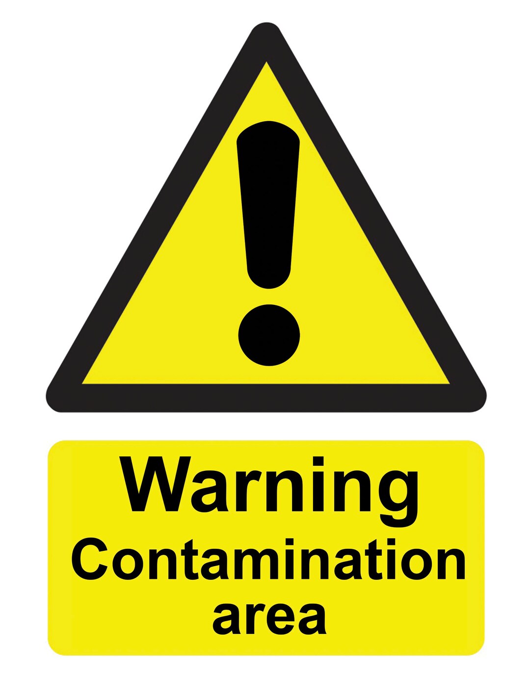 Yellow Warning Contamination Area Health & Safety Business Notice Sign ...