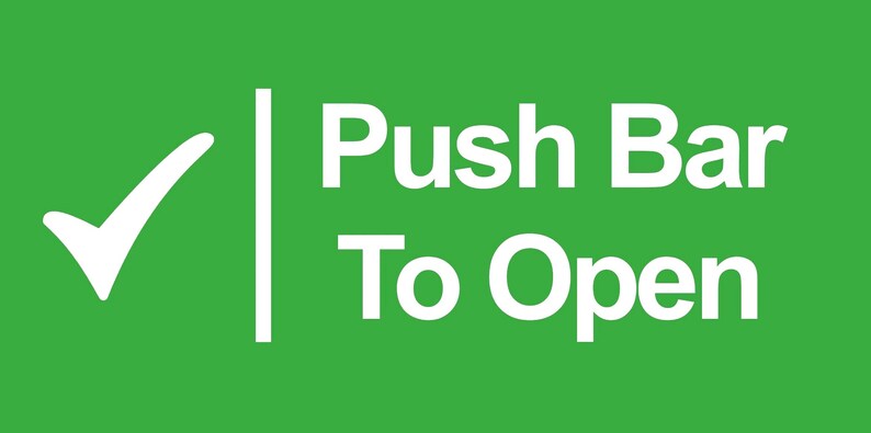 Emergency Fire Exit Push Bar to Open Safety Sign Notice Signage Printed ...