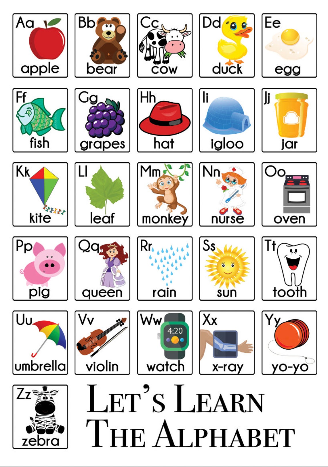 Wall Graphic Poster Lets Learn the Alphabet Letters With Images Nursery ...