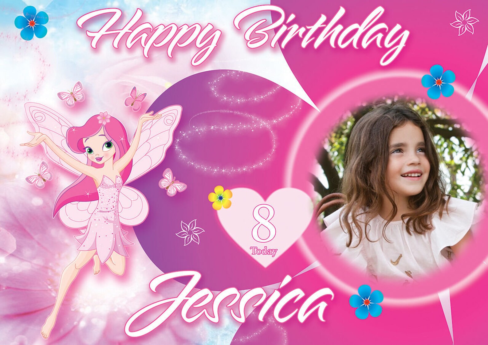 2 Sizes A0 & A1 Fairy Fairies Pink Girls Personalised Name Poster Event ...
