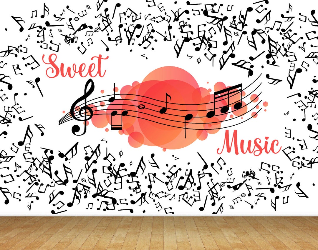 Modern Music Room Notes Wallpaper Mural for Bedroom Playroom Music Room ...