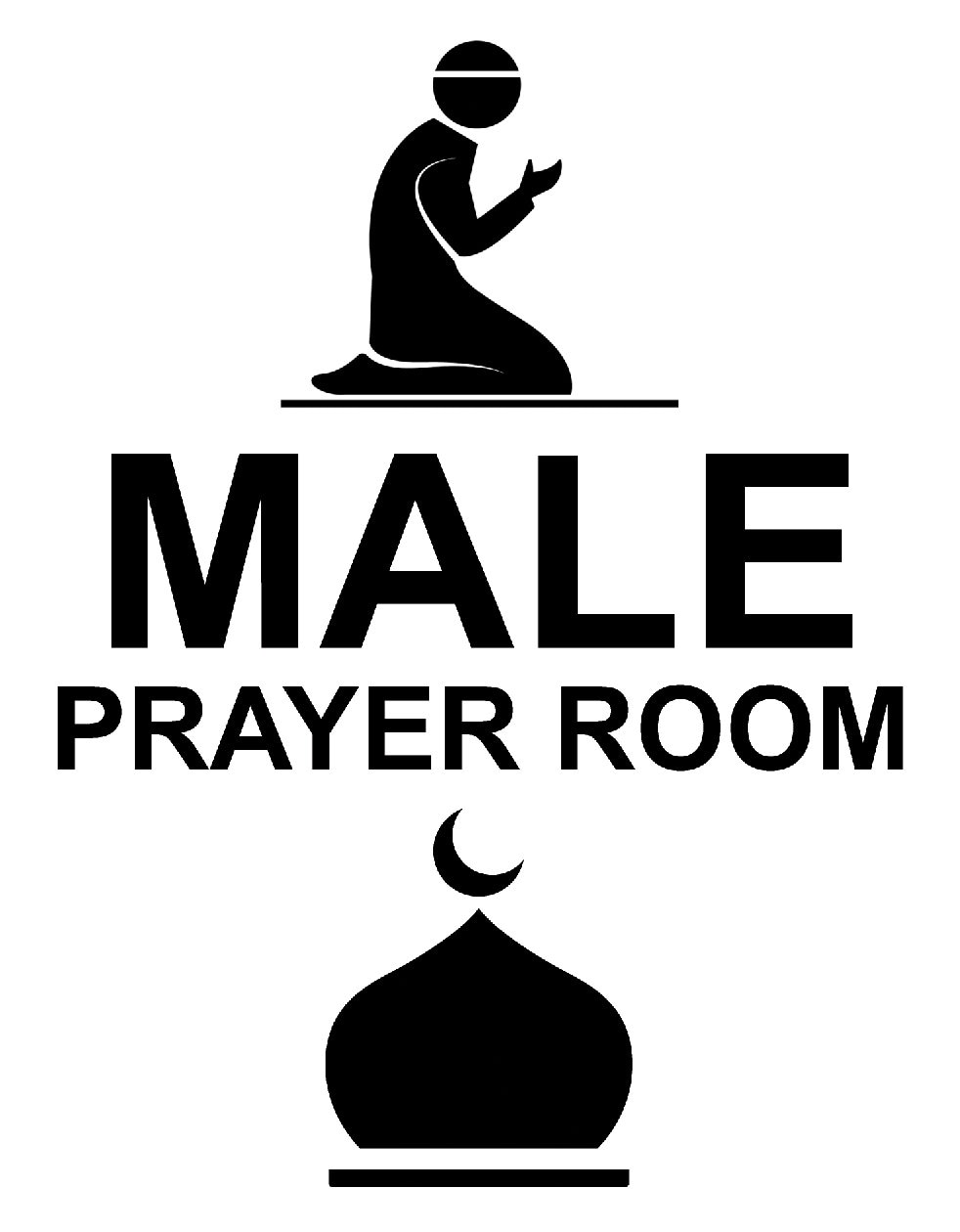 Male Men's Muslim Prayer Room Islamic Notice Sign Signage Self Adhesive ...