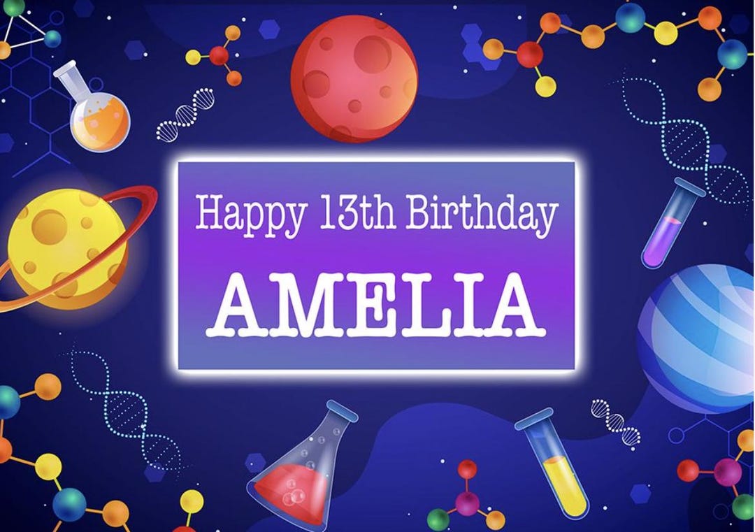 2 Sizes A0 & A1 Blue Science Party Chemistry Biology Personalised Name ...