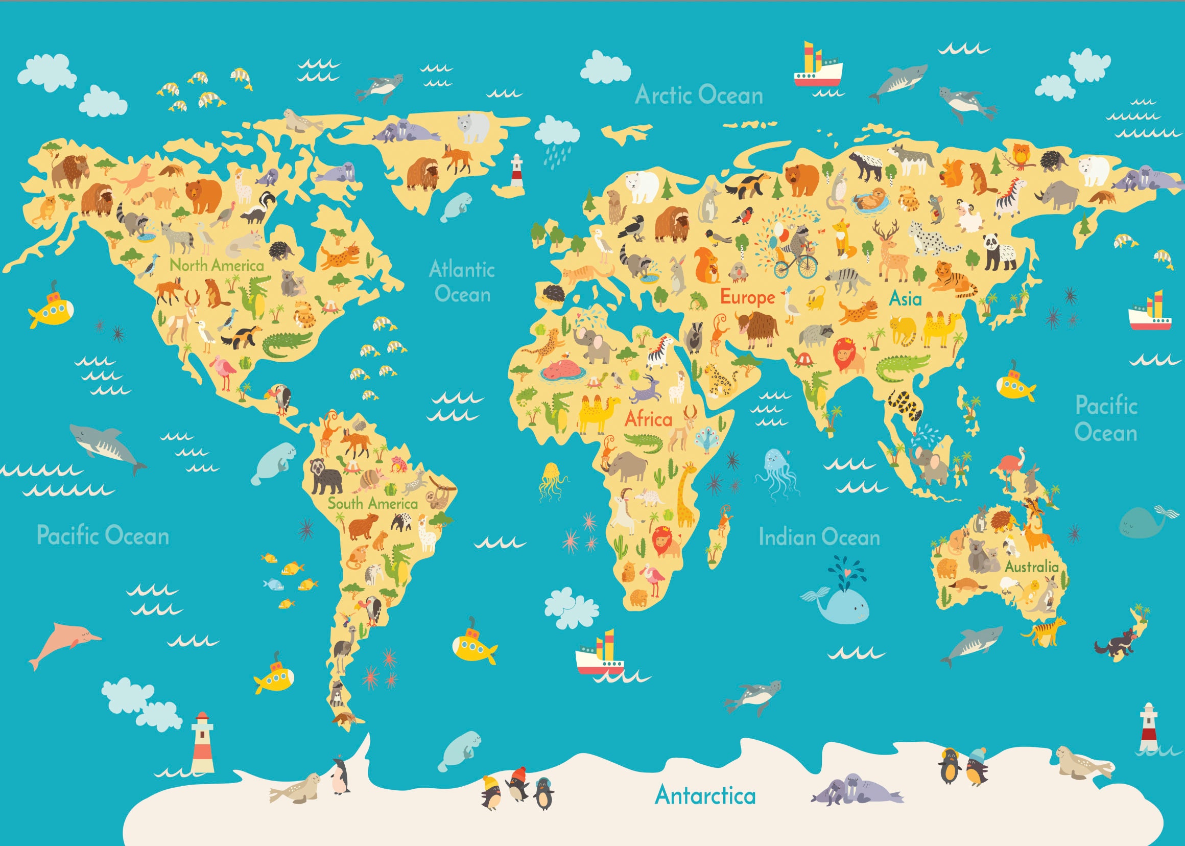 World Map Poster For Kids