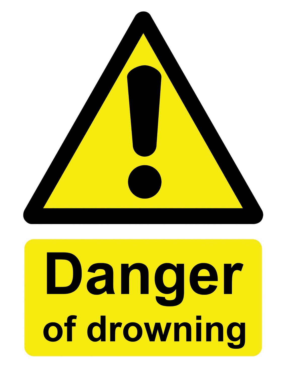 Danger of Drowning Yellow Health and Safety Warning Notice Sign Self ...