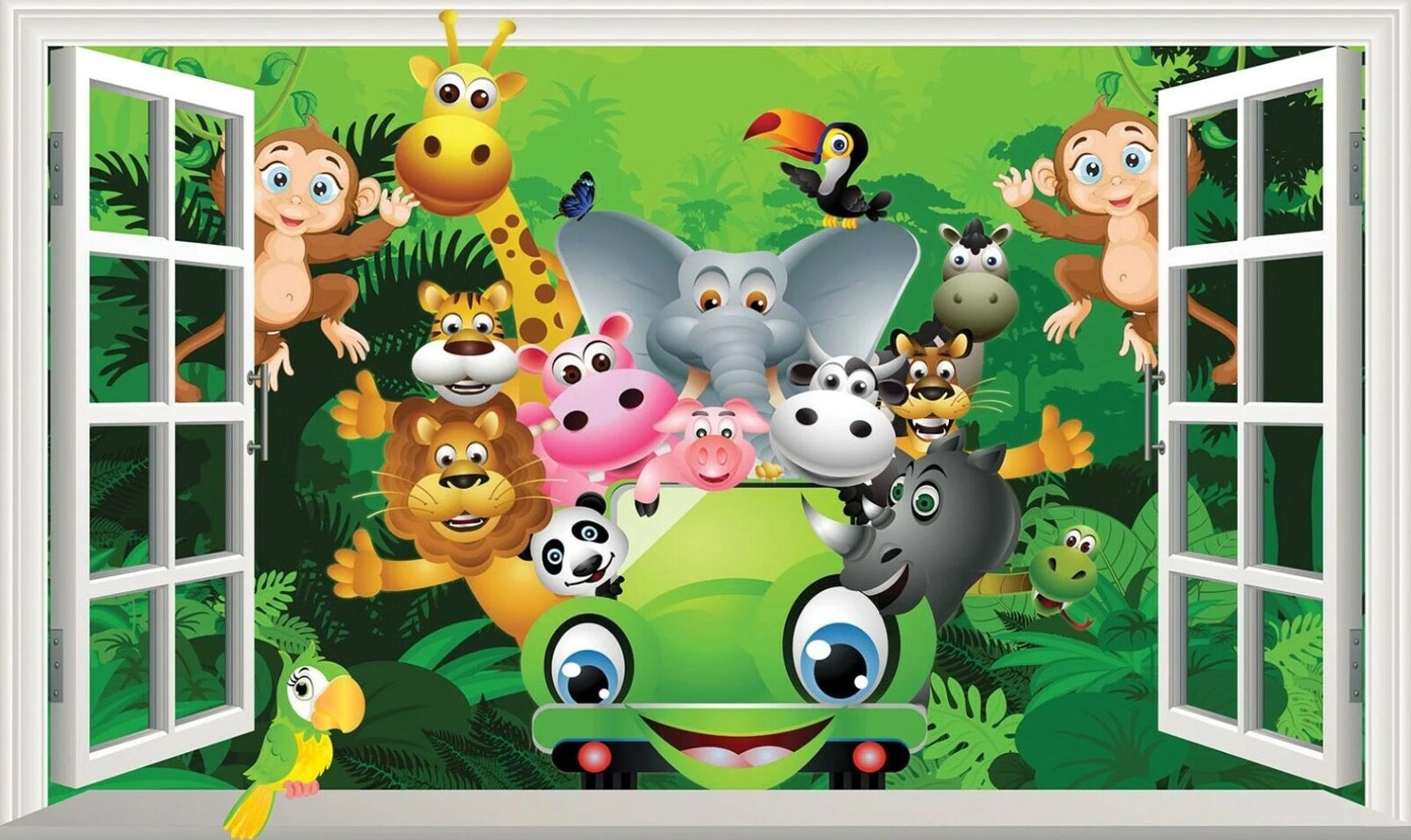 Jungle Safari Animals Characters Designs Decal Adhesive Vinyl Sticker ...