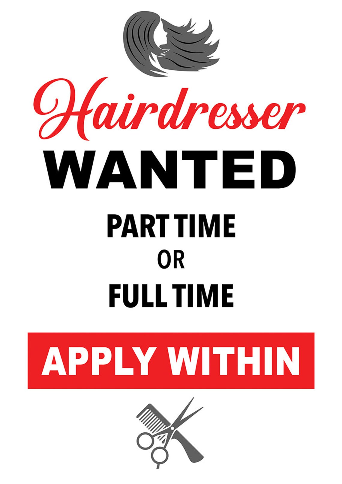 Laminated Hairdresser Wanted Job Vacancy for Hire Advert Position ...