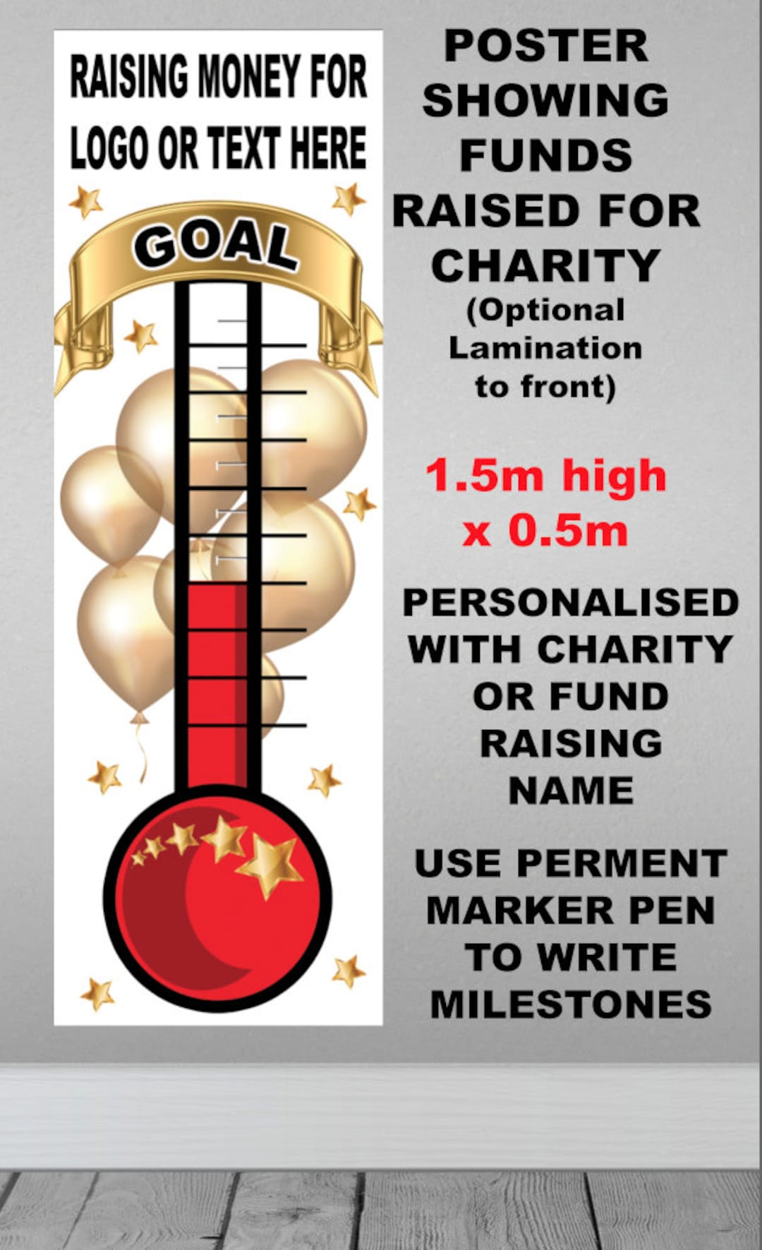 Personalised Bespoke Any Wording and Logo Wall Poster Charity ...