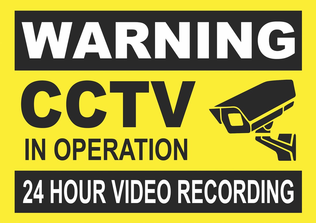 CCTV in Operation 24 Hour Recording Warning Yellow Notice Sign Self ...