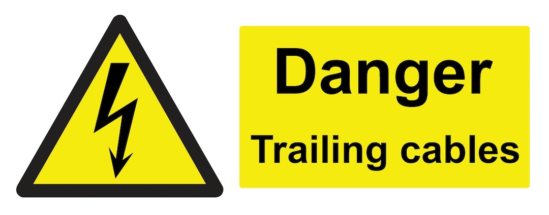 Electric Caution Warning Notice Sign Danger Trailing Cables Yellow ...