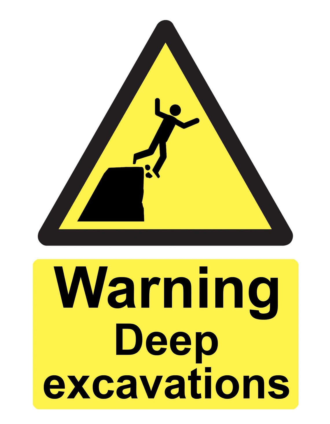 Warning Deep Excavations Signage Warning Health and Safety Notice ...