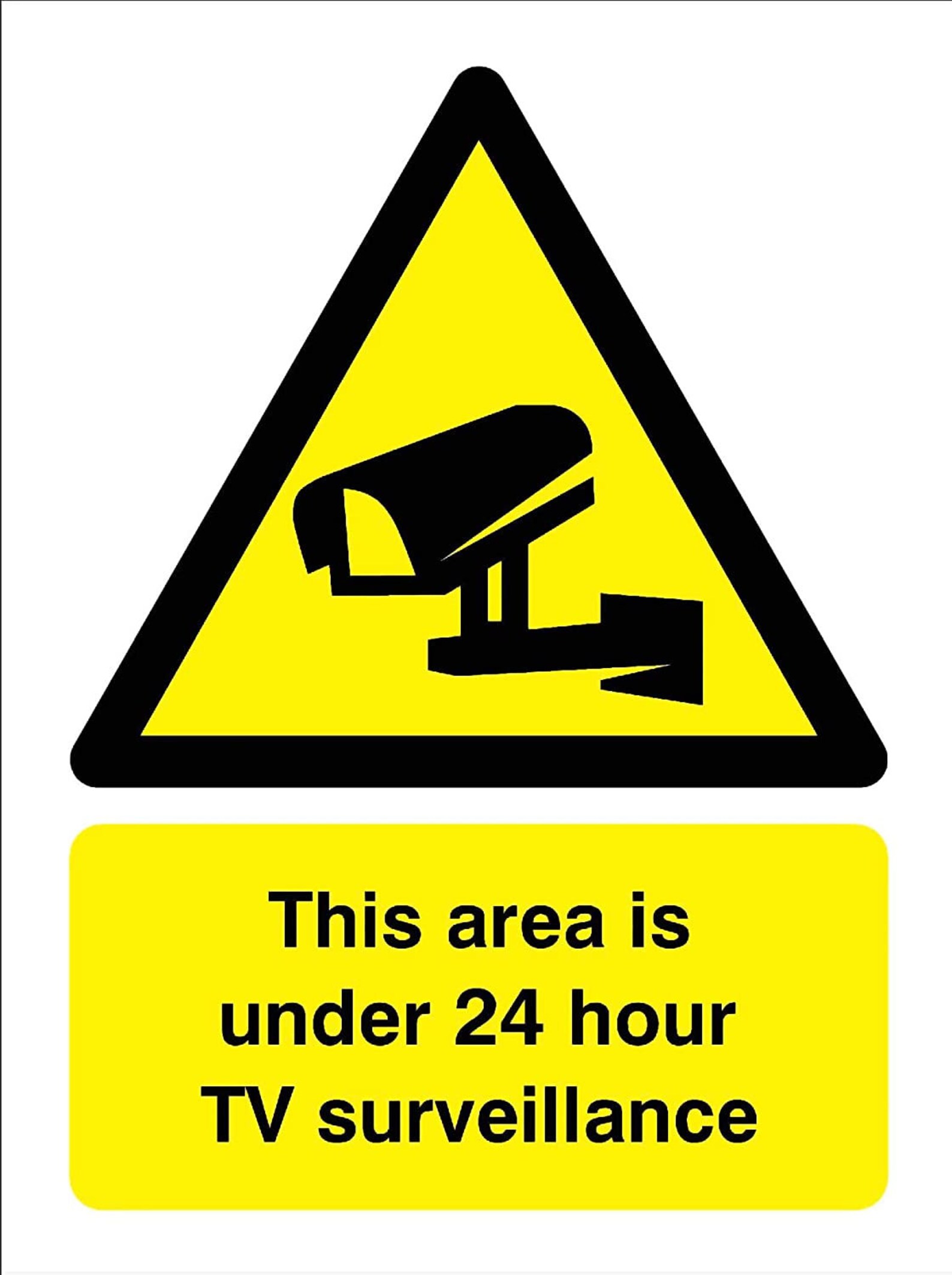 This Area is Under 24 Hour CCTV Surveillance Warning Yellow Notice Sign ...
