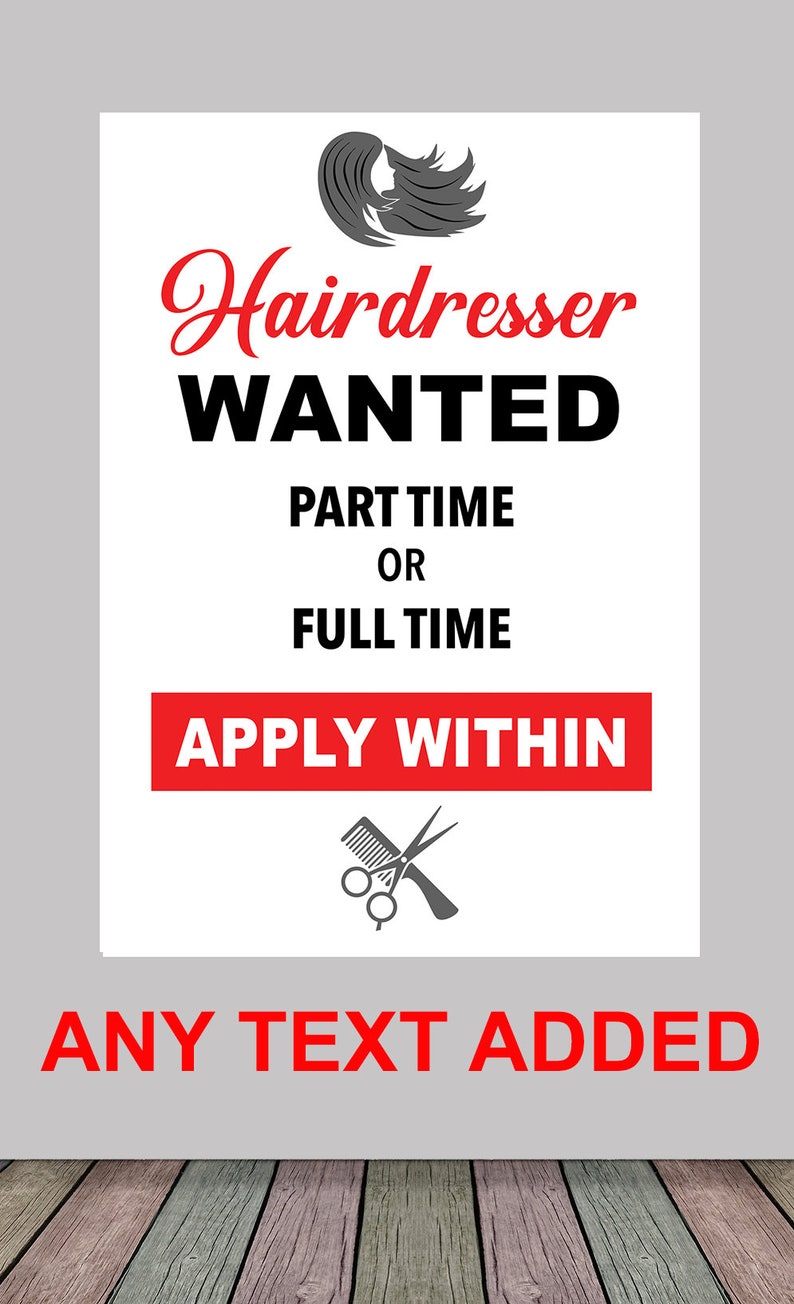 Laminated Hairdresser Wanted Job Vacancy for Hire Advert Position ...