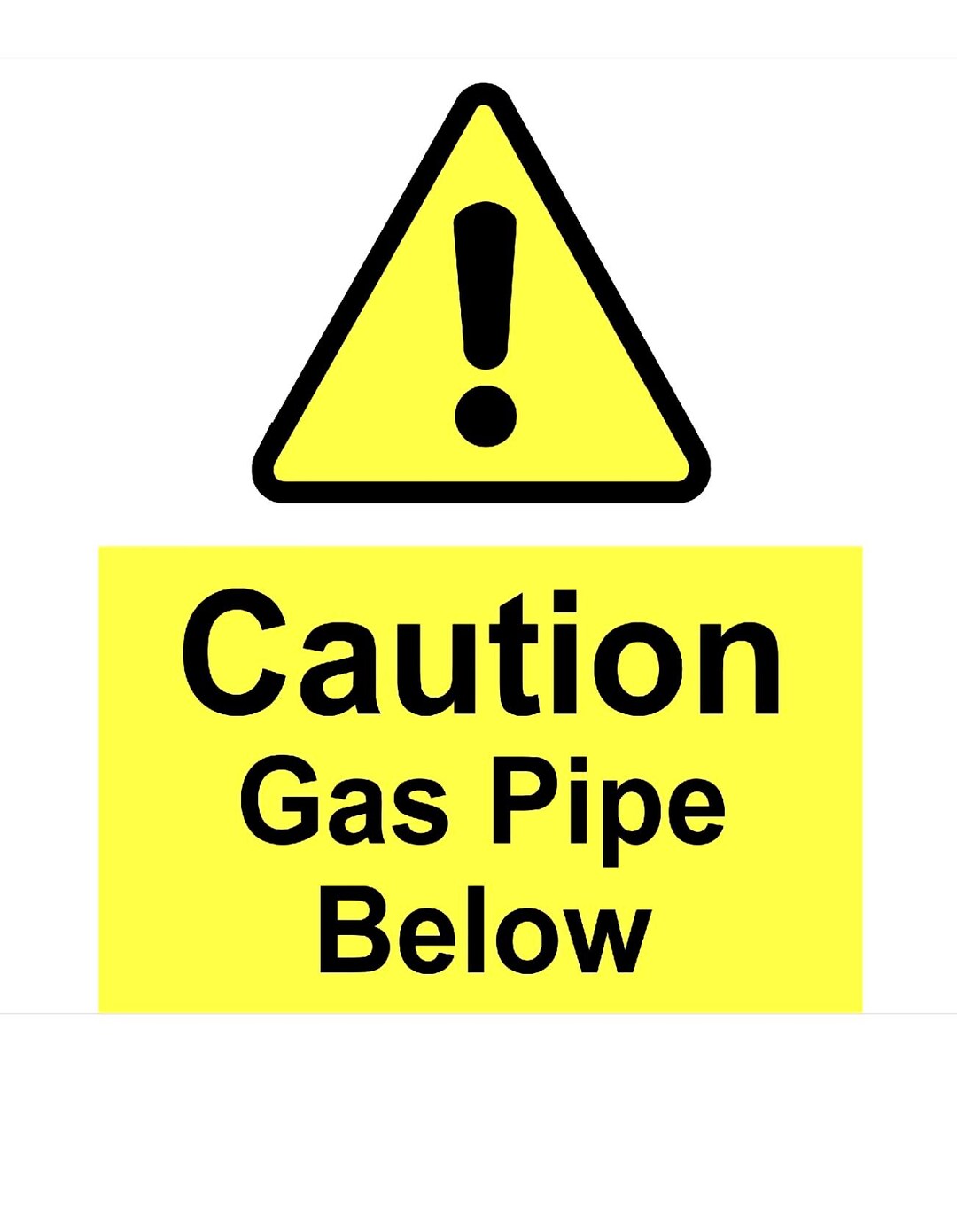 Caution Gas Pipe Below Danger Warningyellow Health Safety Business Site ...