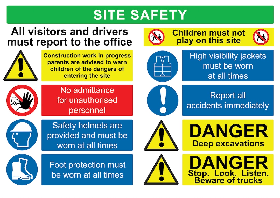 Site Health & Safety Construction Sign Notice Printed Business Rigid ...
