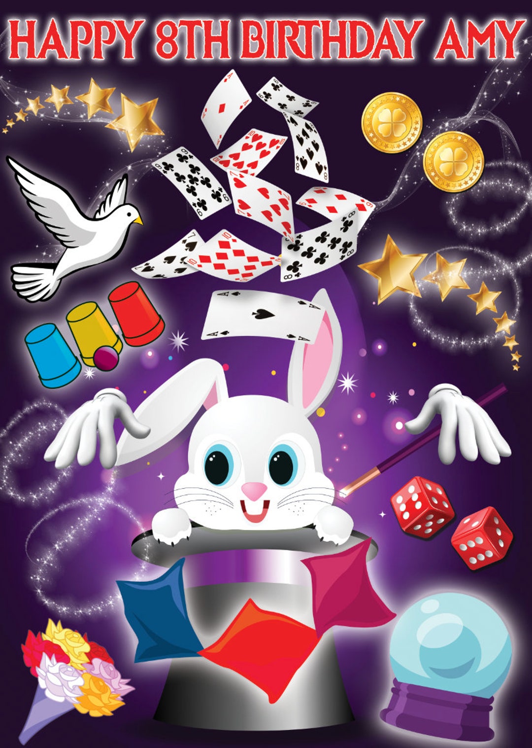 Magician Magic Happy Birthday Unisex Boy Girl Personalised Name Age ...