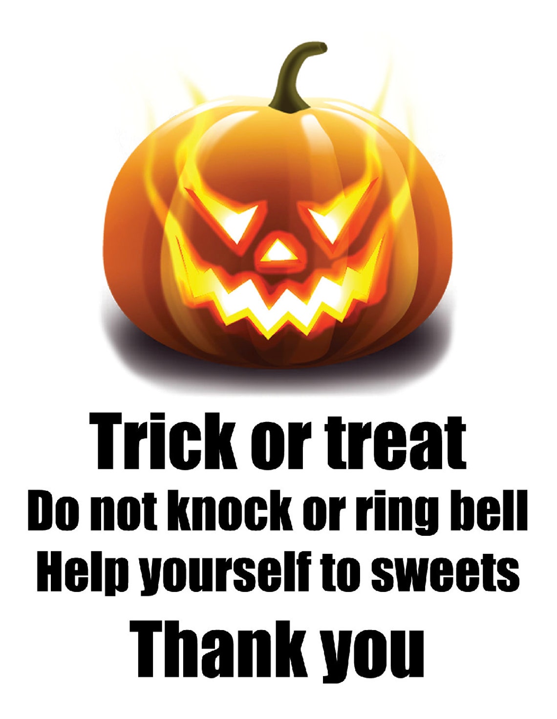 Trick Treating Treat Halloween Sign Notice Do Not Knock Ring Poster Take Sweets for Door 31st ...