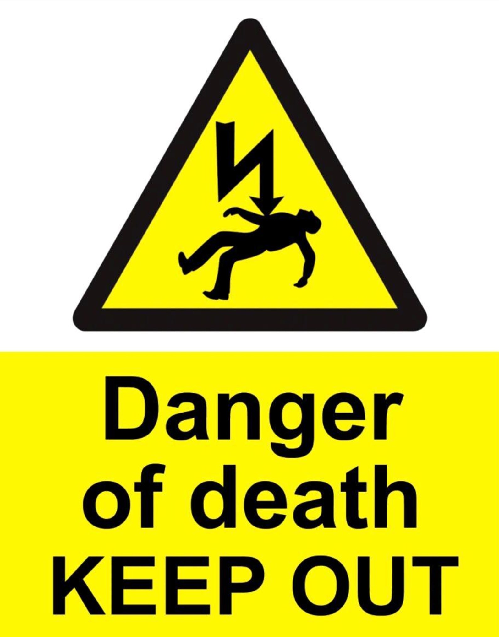 Warning Mandatory Notice Sign Wall Poster Danger of Death Yellow ...